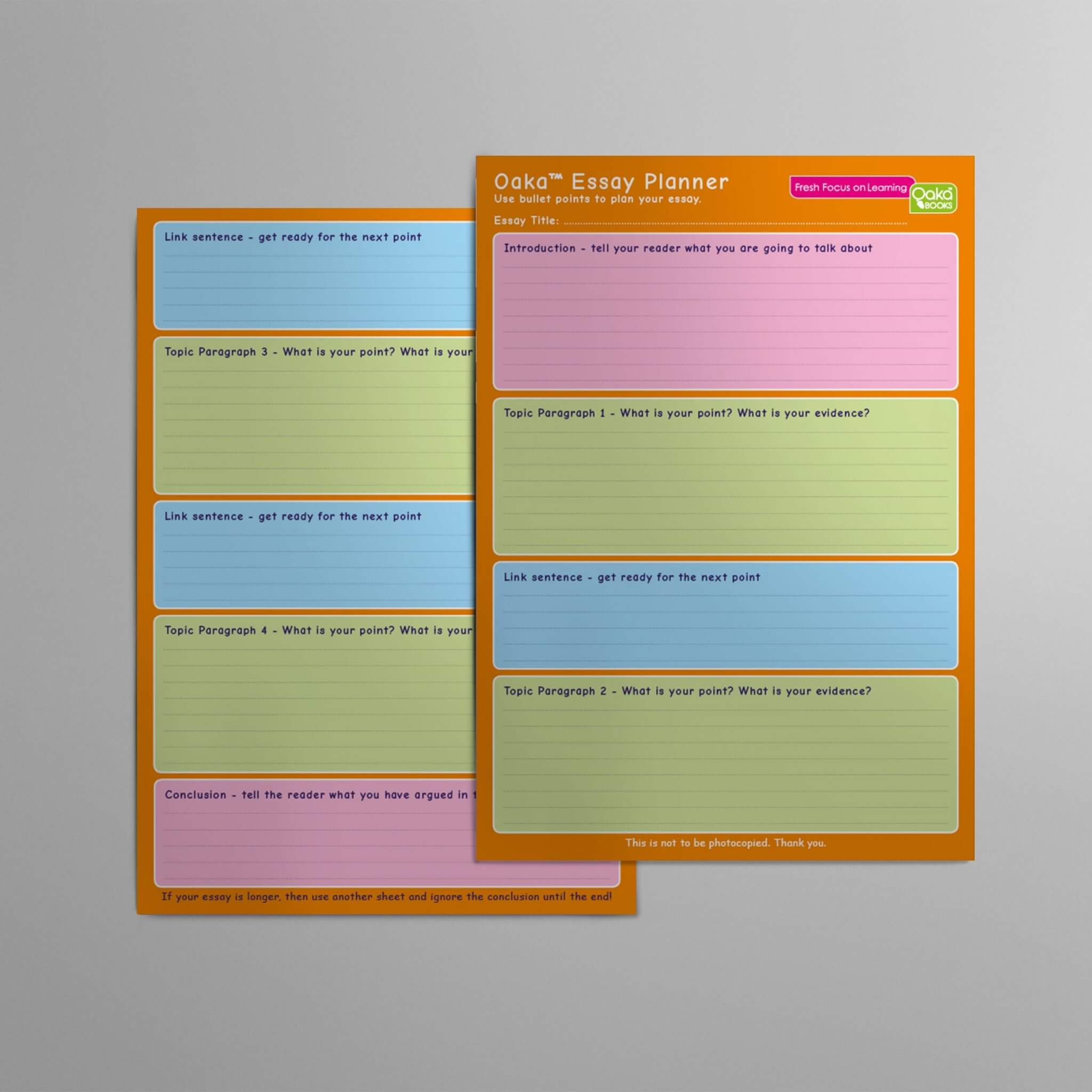Colour Coded Essay Planner - Resources For Dyslexics | Oaka Books