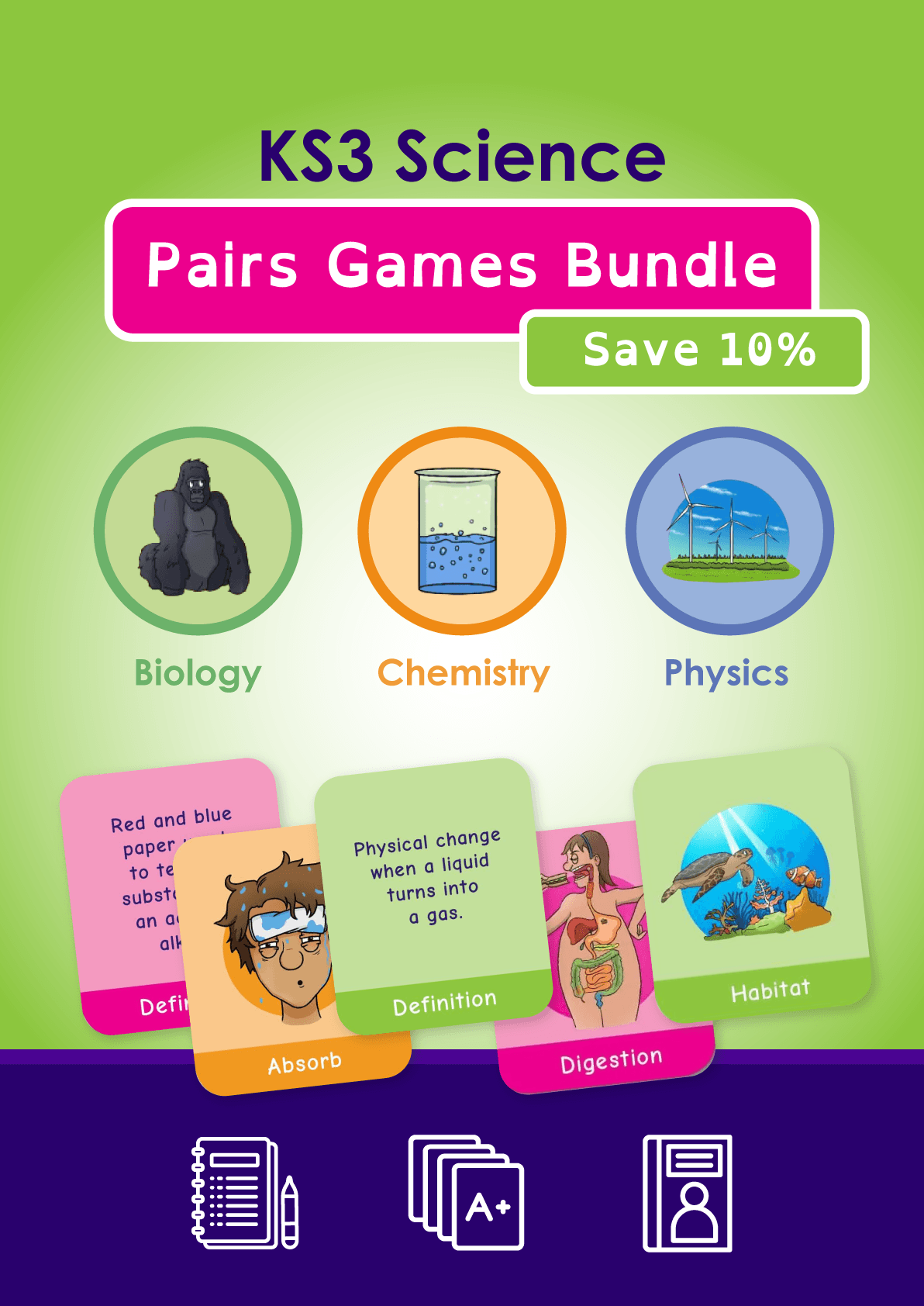 KS3 Science Pairs Games Bundle - Biology, Chemistry & Physics - Oaka Books